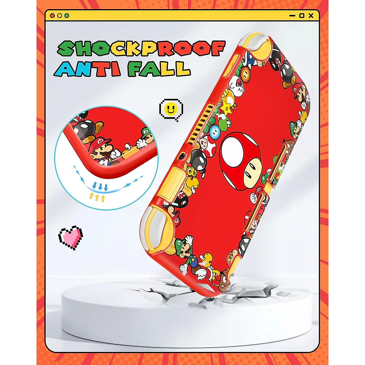 Xinocy (2in1 for Nintendo Switch Lite Case +24 Switch Game Holder Cute Cartoon Slim Protective Cases Hard Shell for Kids Boys Teens Girls Girly Design Funny Aesthetic Covers for Switch Lite 2019,Red