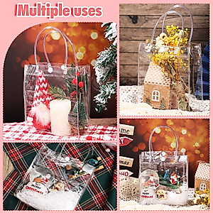 BESARME 20 Pack 6.3" x 5.9" x 2.8" Clear Gift Bags with Handle, Reusable Plastic Small Gift Bags for Party Favors Christmas Wedding Birthday