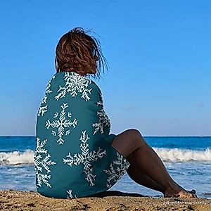 My Little Nest Bath Towels Soft Absorbent Bathroom Towel Blue Pattern Snowflakes Quick Dry Bath Towel Large Shower Towels Lightweight Hand Towels 31" x 51"