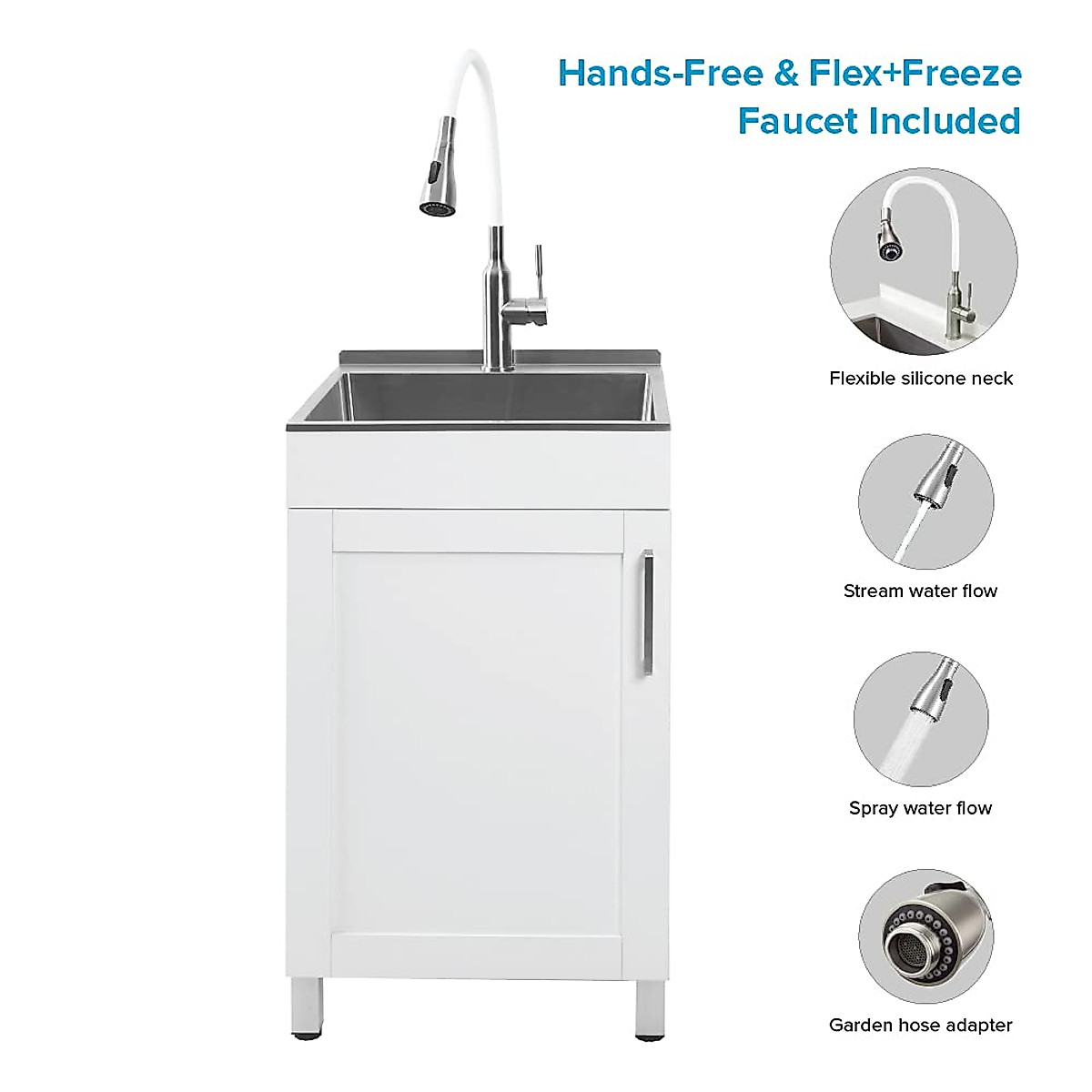 Transolid TC-2020-WCW. All-in-One Laundry/Utility Sink Kit in White, 19.7-in L x 19.7-in W x 34.6in H