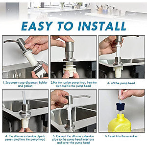 ONMUST Soap Dispenser for Kitchen Sink, Built in Soap Dispensers with 46 Inches Tube Connects Directly to Soap Bottle, No More Frequent Refills, Countertop Sink Soap Dispenser Pump with 500ML Bottle