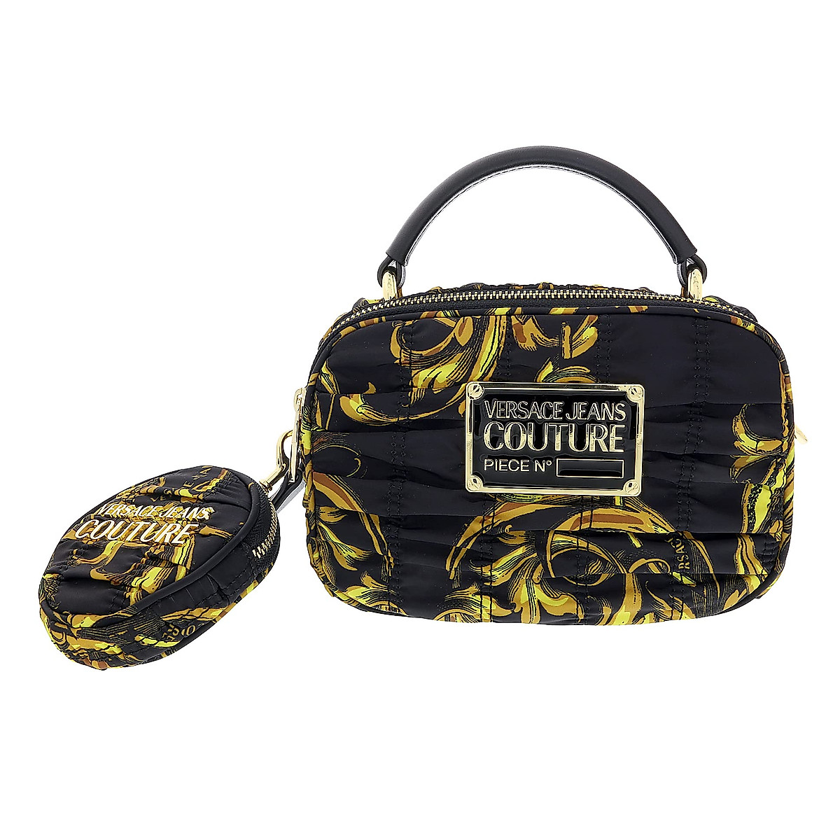 VERSACE JEANS COUTURE Black/Gold Small Nylon Shoulder Bag with Coin Purse for womens