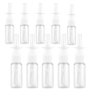 10Pcs Empty Nasal Spray Bottles Plastic Nasal Sprayer Refillable Clear Spray Bottles Containers Pot Fine Mist Sprayer Atomizers Transparent Makeup Cosmetics Essential Oils 10m and 20ml