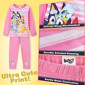 Bluey Pajamas for Girls Toddlers Long PJs Set Lounge Set Comfy Sleepwear (2-3 Years, Pink/White)