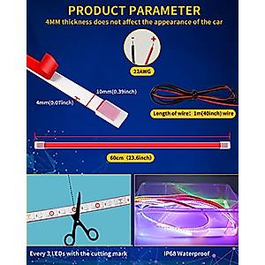 Green Led Strip Lights,24inch 12V Interior Light Strip IP68 Waterproof Cuttable for Car Motorcycles Boat Golf Cart Truck Cargo Home Decoration with Strong Nano Tape(4PCS)