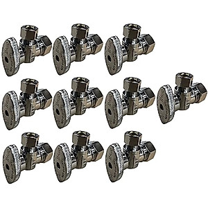 10Pcs EZ-FLUID Heavy Duty 1/2" Angle Stop Valve,1/2" Nom. (5/8"OD) Compression x 3/8"OD Outlet Water Shut Off Valves,1/4 TurnMetal Handle Angle Valve For Water Pipes,For Sink,Toilet,Faucet Valve