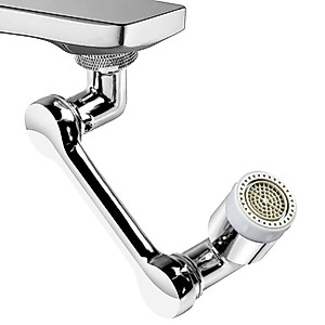 Faucet Extender 1080°Rotating Swivel, Sink Water Faucet Aerator Extension in Brass Swivel Robotic Arm for Bathroom Kitchen with 2 Water Flow Modes