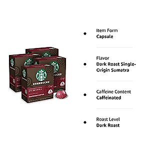Starbucks by Nespresso Dark Roast Single-Origin Sumatra Coffee (32-count single serve capsules, compatible with Nespresso Vertuo Line System)