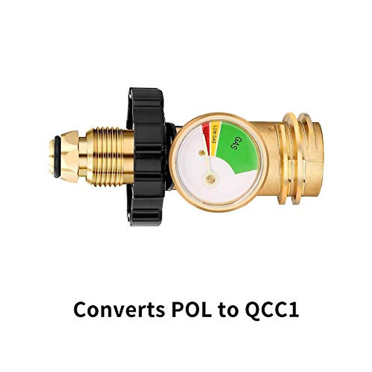 REFFU POL Propane Tank Adapter with Gauge Converts POL LP Tank Service Valve to QCC1 / Type 1, Old to New Connection Type, Propane Tank Gauge for BBQ Gas Grill, Propane Cylinder,RV Camper,Heater