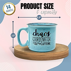 Cute Funny Coffee Mug for Women - Chaos Coordinator Fueled By Caffeine - Unique Fun Gifts for Her, Mom, Sister, Teacher, Coworkers - Handmade Coffee Cups & Mugs with Quotes