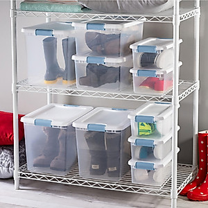 Sterilite 25 Qt./24 L Latching Box Clears, Quart, White, 6 Piece