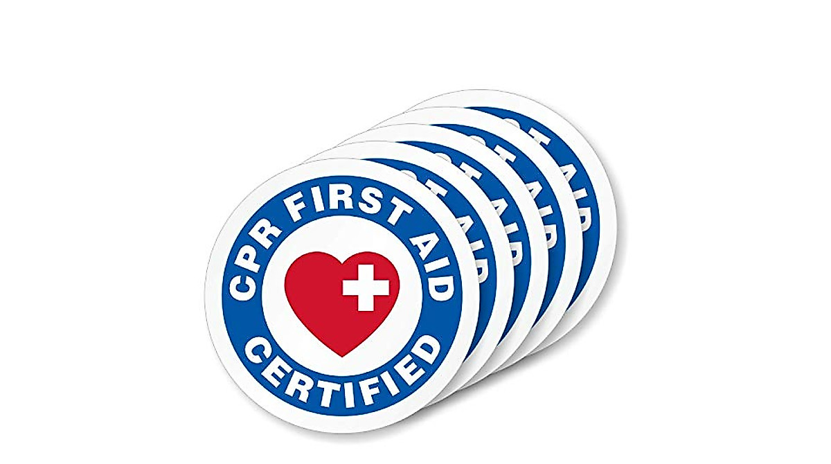 SmartSign CPR First Aid Certified Hard Hat Labels