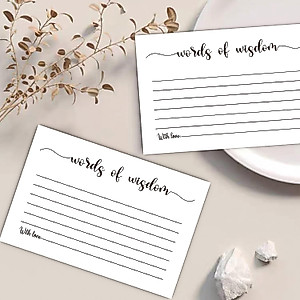 50 Words of Wisdom Card, Blank Advice Cards, for Bridal or Baby Shower Party Games, Mr and Mrs Bride Groom, Graduation (4" x 6")