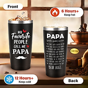 Papa Tumbler Cup Gifts for Grandpa Papa Fathers Day Birthday Gifts from Grandkids, Granddad Grandfather Grandparents Gift from Granddaughter, Best Grandpa Ever Gift, 20oz Black Cup and Socks Set
