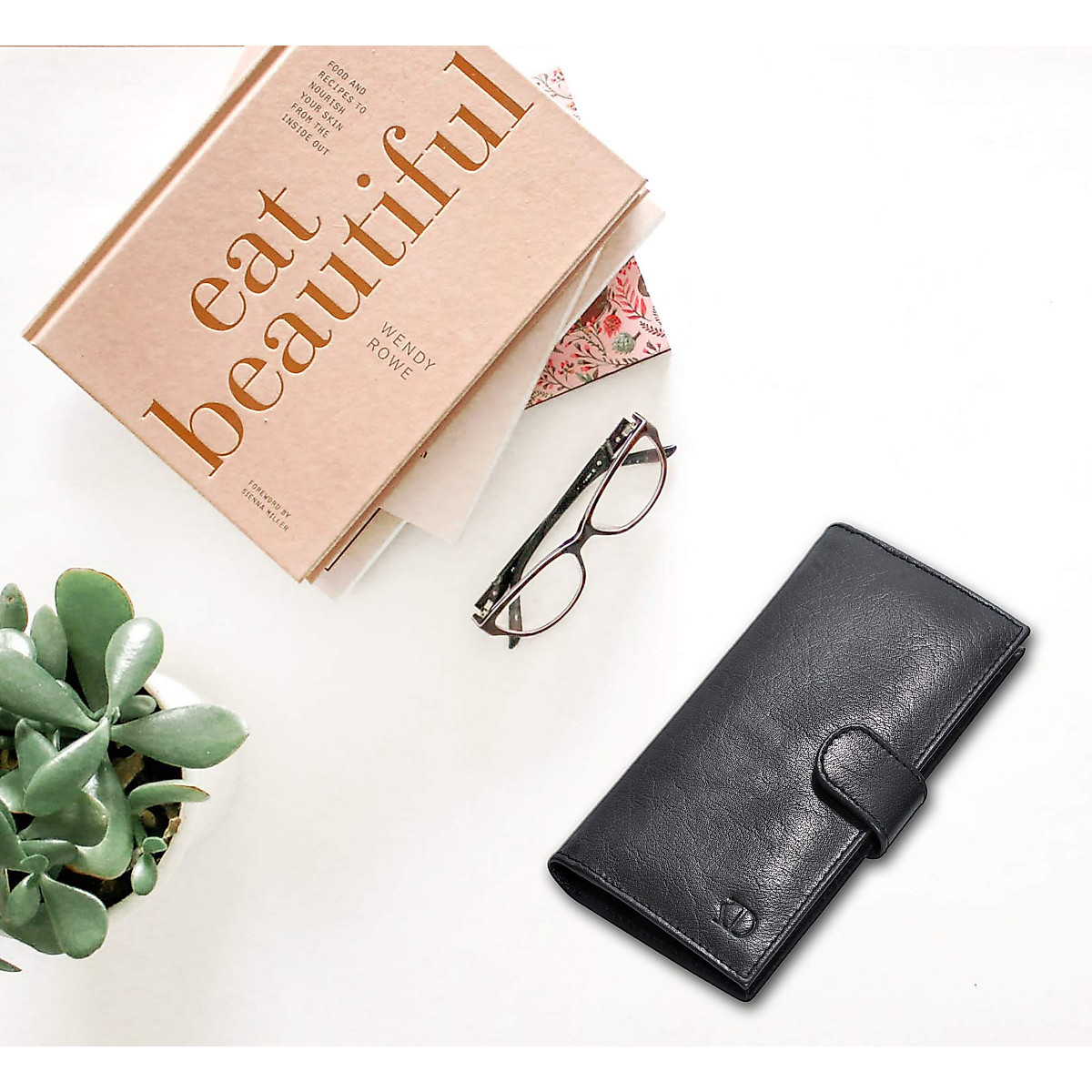 ESTALON Leather Checkbook Cover for Men & Women - Duplicate Checks - RFID Blocking - Slim Wallet with 5 Card Holder Slots - Personal & Business Checks - Standard Register - Gifts for Him, Her