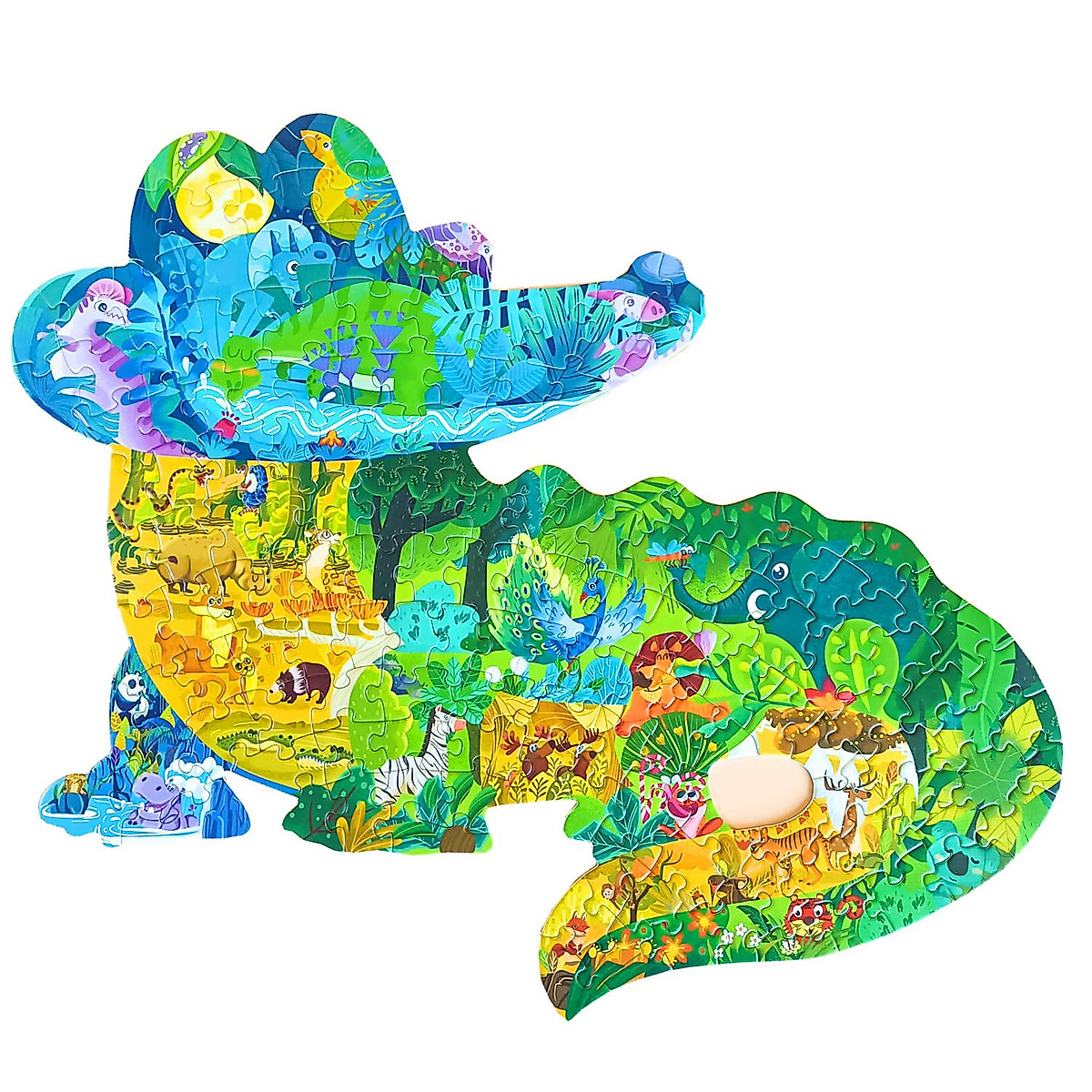 Puzzles for Kids Ages 8-10,4-8,154 Piece Kid Puzzles Crocodile Animal Shape Cool Jigsaw Puzzles Preschool Learning Educational Toys Gift for Kids Ages 6 7 8 12 and Up