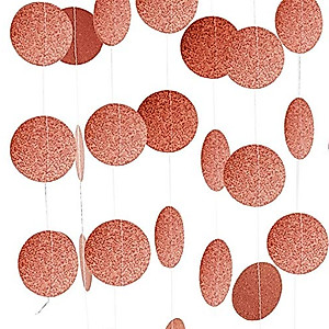 Rose Gold Party Supplies Glitter Grand Paper Dots Hanging - 4 Pack 52 Feet for Bachelorette Party,Wedding, Birthday Party Decoration