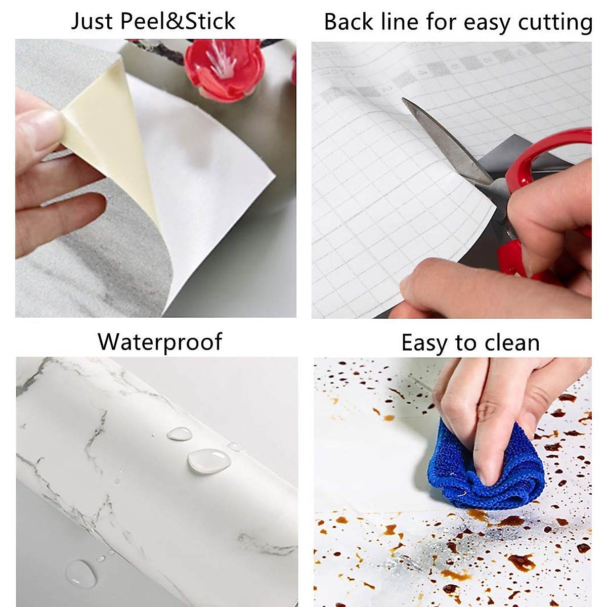 UPREDO Blue Stone Marble Granite Look Effect Countertops Gloss Vinyl Film 12inch by 79inch (Blue Stone)