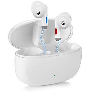 Hearing Amplifier Earbuds - Rechargeable, Wireless Bluetooth Audio and Personal Sound Enhancement Device Aids for Adults Seniors with Noise Canceling, Feedback Reduction and Portable Charging Case