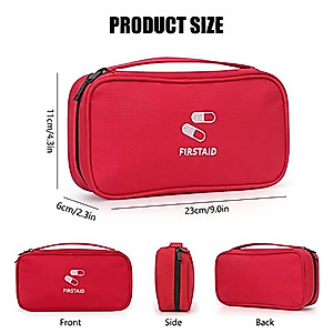 FYY Empty First Aid Bag, Red First Aid Bag Empty Portable Medical Organizer Bag for Traveling,Camping,Hiking,Home,Office-Red