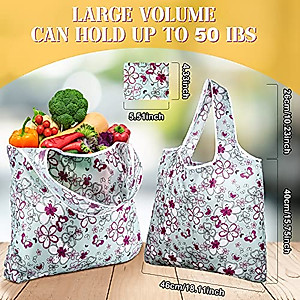 Eccliy 24 Pieces Reusable Grocery Bags Polyester Shopping Bags for Groceries Multi Colors Reusable Bags Foldable Shopping Bag (Flower Style)