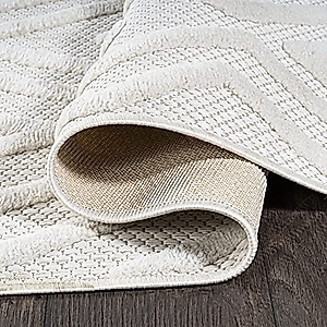 JONATHAN Y IBZ100D-5R Balansat Moroccan Diamond Indoor Outdoor Area-Rug Bohemian Geometric Easy-Cleaning Bedroom Kitchen Backyard Patio Porch Non Shedding, 5' Round, Ivory