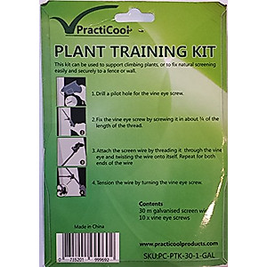 Practicool 98 feet Galvanised Garden Wire, Bonus 10 Vine Eye Screws