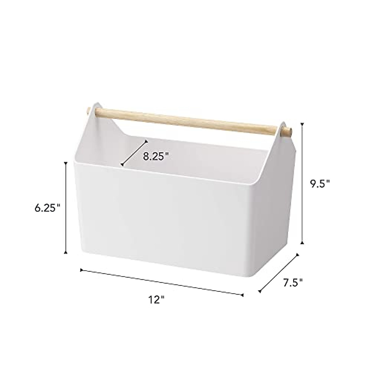 YAMAZAKI Home Storage Organizer/Cleaning Caddy/Storage Basket With Handle, Plastic + Wood, Handle, No Assembly Req.