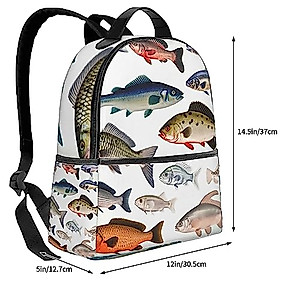 BAFAFA Different Fish Printed Travel Backpack Business Work Bag Computer Bag Outdoor Sports Rucksack