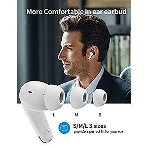 Wireless Earbuds 5.2 Bluetooth Headphones Deep Bass Noise Isolating Earphones with ENC Clear Call Microphone Touch Control IPX4 Sweat Resistant for iPhone 14 Pro Max Samsung S23 Ultra Google Pixel 7 6
