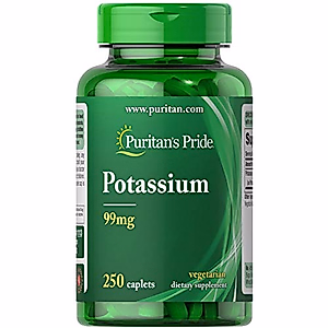 Puritans Pride Potassium 99 Mg Caplets, 250 Count