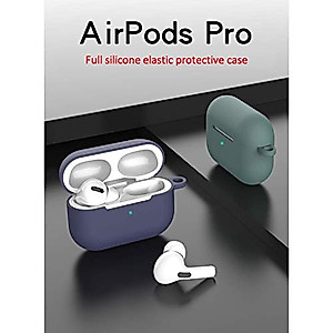 Airpods Pro Case Cover-Portable Shockproof Soft Silicone case, Compatible with Apple AirPods Pro(Front LED Visible),AirPods Pro Case Cover with Keychain (Cream Color)