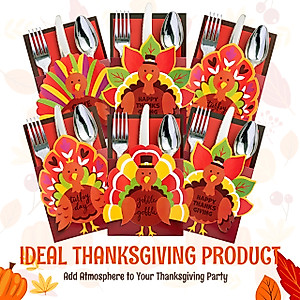 24 Thanksgiving Turkey Cutlery Decorative Utensil Holders for Autumn Fall Party