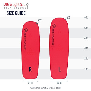 Sea to Summit Ultralight Self-Inflating Foam Sleeping Pad for Backpacking and Camping, Women's Regular (67 x 21 x 1 inches)