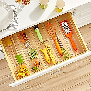 mDesign Plastic Stackable Kitchen Drawer Storage Organizer Tray Containers for Pantry, Drawers, Cupboard, Shelf, or Counter - Holds Utensil, Gadget, and Snacks - Lumiere Collection - 2 Pack - Clear