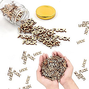 HZFLY FUCK Wooden Cutout Letter Piece, 200 pcs FUCK Piecse, ​Make Your Own Jar of Fucks, Fuck Gift for Valentine feets Day, Birthdays, Anniversaries