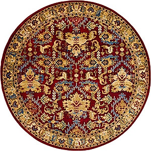 Unique Loom District Collection Farmhouse, Rustic, Border, Geometric Area Rug, 5' 0" x 5' 0", Red/Beige