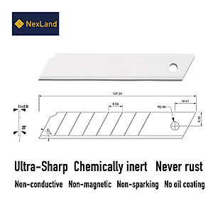 NexLand Ceramic Blade UB2-G3 Ultra-Sharp 18mm Utility Blade Snap Off Replacement Blades 4pcs