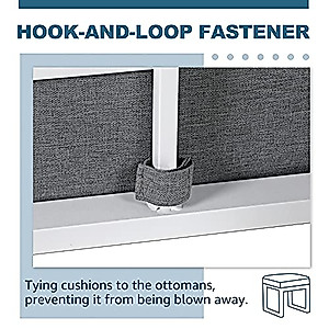 Soleil Jardin Outdoor Ottomans for Patio Set of 2, Assembled Aluminum Outdoor Footstool with Grey Cushions, Small Seat Furniture for Garden Yard Deck Poolside, White Frame…