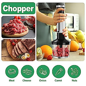 Blackcow Immersion Hand Blender,800W 5-in-1 Hand Blender Electric 12-Speed with Turbo Mode,Handheld Blender Stick with Titanium Stainless Steel Blades for Soup, Smoothie, Puree, Baby Food