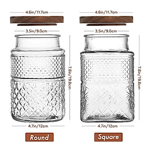 EkkoVla 60 FL OZ Large Glass Storage Jar, Set of 2 Glass Food Storage Containers with Wooden Lids, Kitchen Cereal Canisters Decorative Glass Jars with Airtight Lids for Candy Snack Nuts Coffee Tea