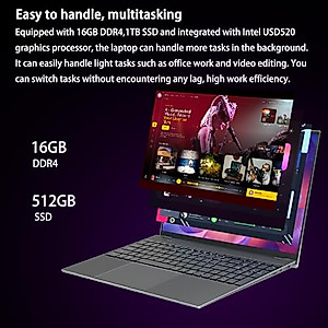 Morostron Win11 Laptop Computer, 15.6 Inch N5095 Quad core 16GB RAM 512G SSD, FHD 1920 * 1080 IPS Display Notebook PC, Backlit Keyboard, Finger Print Touch ID, AC WiFi,All-Metal Body