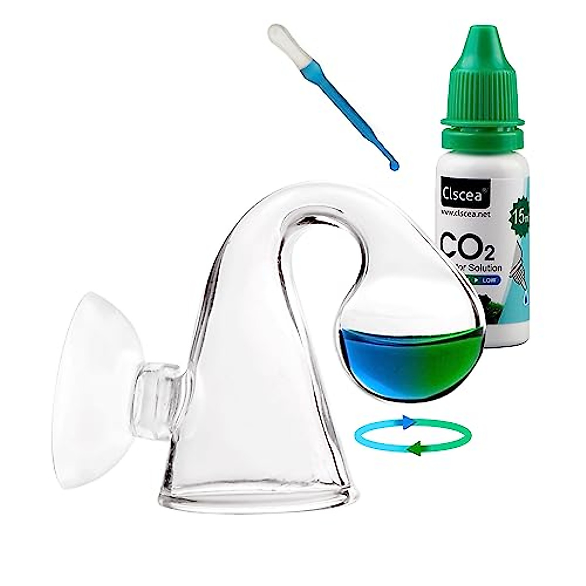 Clscea Aquarium CO2 Drop Checker CO2 Indicator (Glass Checker+15ml)