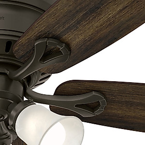 Hunter 52 inches Bronze Traditional Ceiling Fan with Swirled Marble glass Light Kit (Renewed)