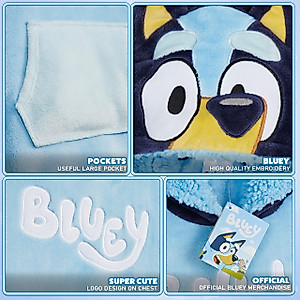 Bluey Girls Fleece Poncho - Cosy Fleece Oversized Hoodies for Kids (Blue/Navy, 4-6 Years)