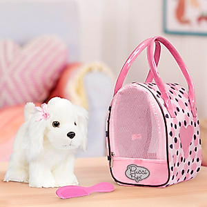 Pucci Pups - Pink Polka Dot Glam Bag with Maltese Pup – Plush Toy Dog with Carrying Dog Bag – Plush Dog for Kids Aged 3 and Up, 8 inches