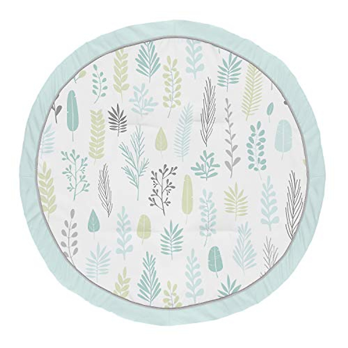 Sweet Jojo Designs Blue Leaf Boy or Girl Baby Playmat Tummy Time Infant Play Mat - Turquoise, Grey and Green Tropical Botanical Rainforest Jungle Sloth