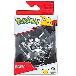Pokémon 25th Celebration 3-inch Silver Pikachu #2 - Pokémon Figure - Pokémon Fan Must Have Toy - Officially Licensed 25th Anniversary Pokémon Product from Jazwares