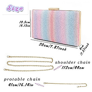 ELABEST Rainbow Evening Clutch Bag Chic Handbag Money Purses Sparkly Sequin Crossbody Shoulder Cocktail Party Bags (Light Color)