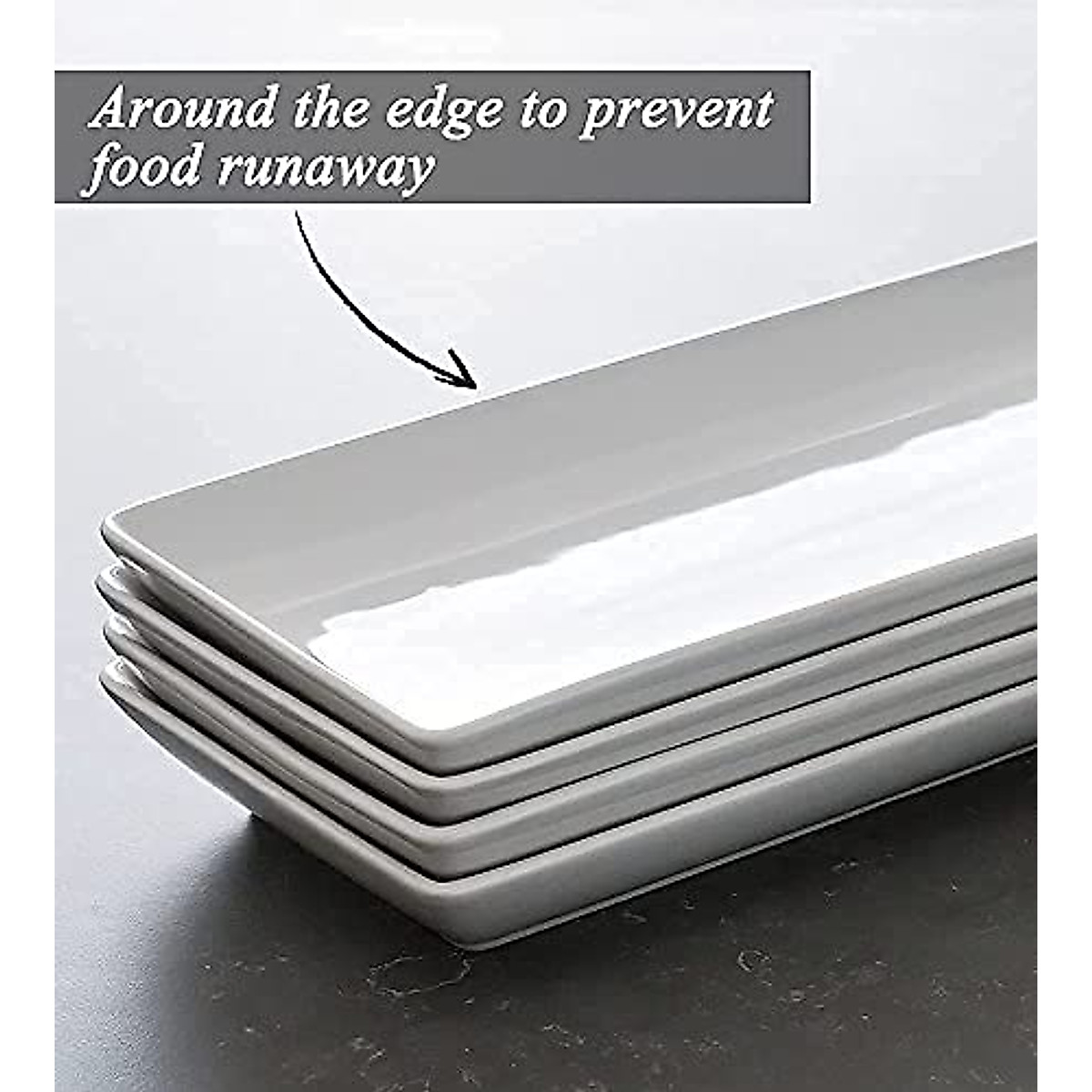 Serving Tray with Handle Exrta Large Porcelain Serving Platter Perfet for Display 16-Inch White